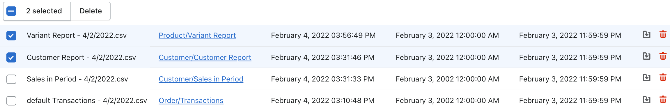 Managing Saved Reports – Modd Apps